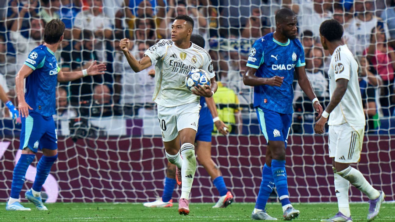 Con doblete de Mbappé de penal, Real Madrid venció a Marsella en el debut en la Champions - ESPN